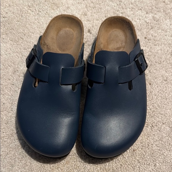 Birkenstock | Shoes | Birkenstock Boston Navy Leather Clogs | Poshmark